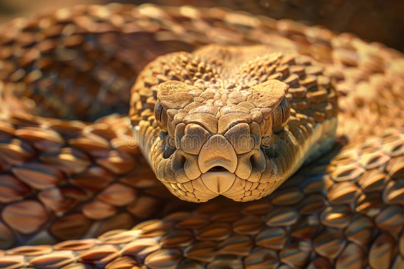 Coiled Eastern Diamondback Rattlesnake Ready To Strike, Ai Generative ...