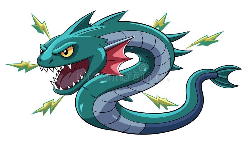 Coiled Electric Eel Surging with Powerful Energy in Vector Style Stock ...