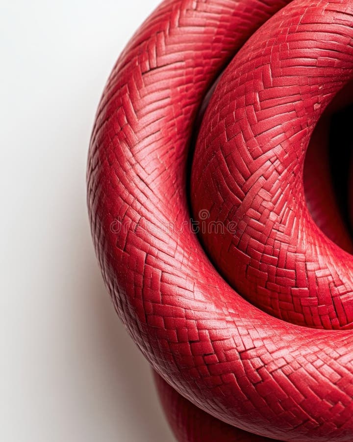 Coiled Fire Hose on White Matt Surface with Soft Shadows Highlighting ...