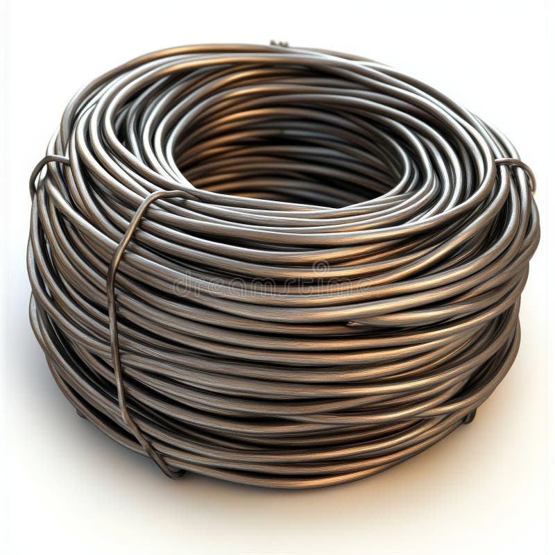Coiled Galvanized Steel Wire Forms Spirals, Creating an Industrial ...
