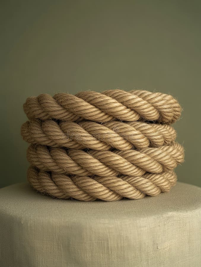 Coiled Hemp Rope on a Fabric-covered Surface. Stock Photo - Image of ...