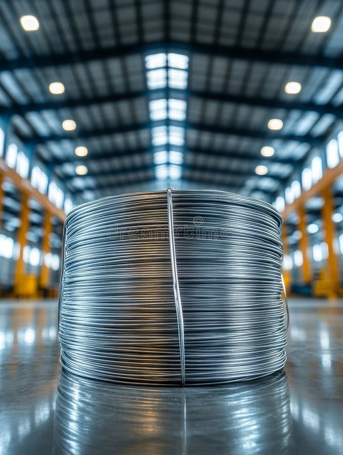 Coiled Metal Wire in an Industrial Warehouse. Stock Image - Image of ...