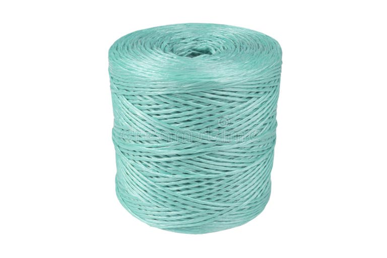 Coiled Nylon Rope Isolated on White Background. Blue Rolled Striped ...