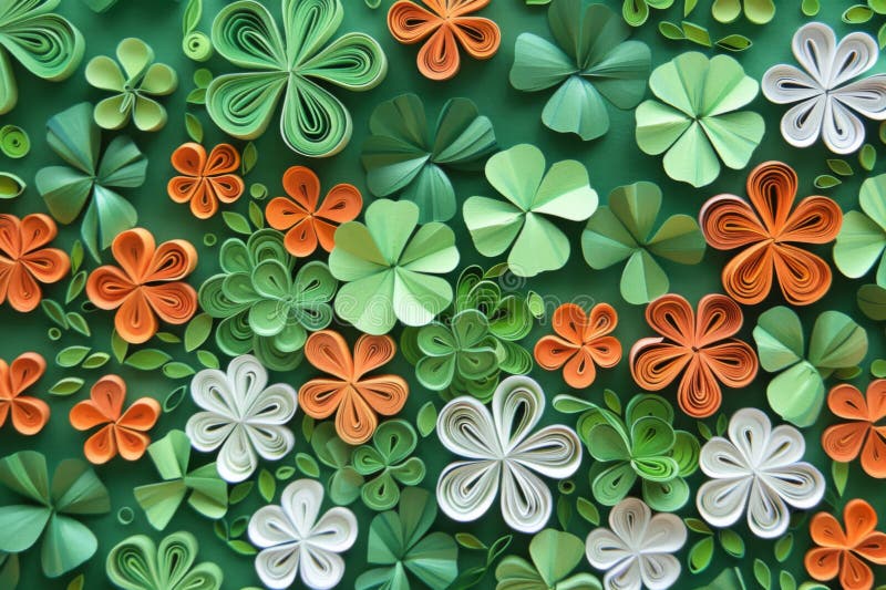 Coiled Paper Shamrocks Create a Stunning, Artistic Pattern, Showcasing ... Coiled Paper Shamrocks Create a Stunning, Artistic Pattern, Showcasing ...