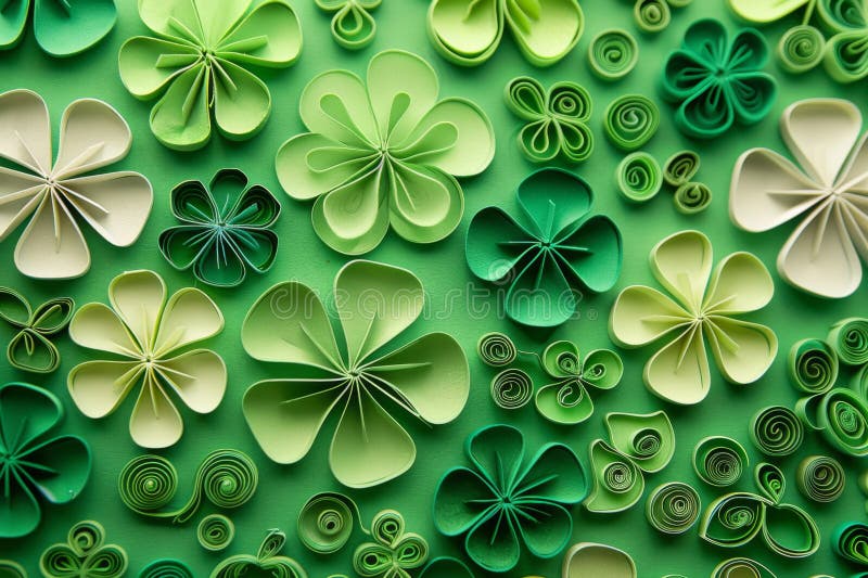 Coiled Paper Shamrocks Create a Stunning, Artistic Pattern, Showcasing ... Coiled Paper Shamrocks Create a Stunning, Artistic Pattern, Showcasing ...