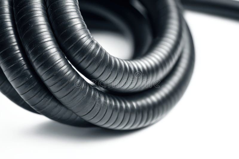 Coiled Power Extension Cable in Minimalist Style on a Plain Background ...