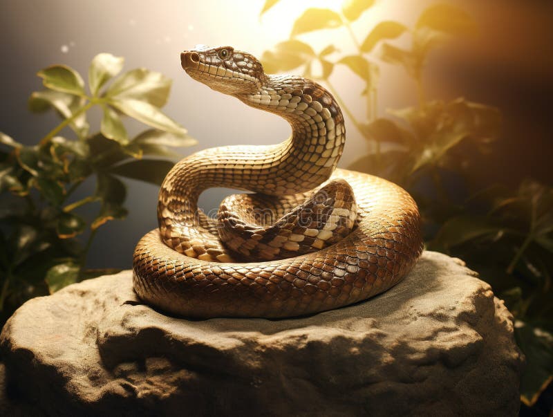 Ai Generated Illustration Wildlife Concept of Coiled Rattle Snake on a ...
