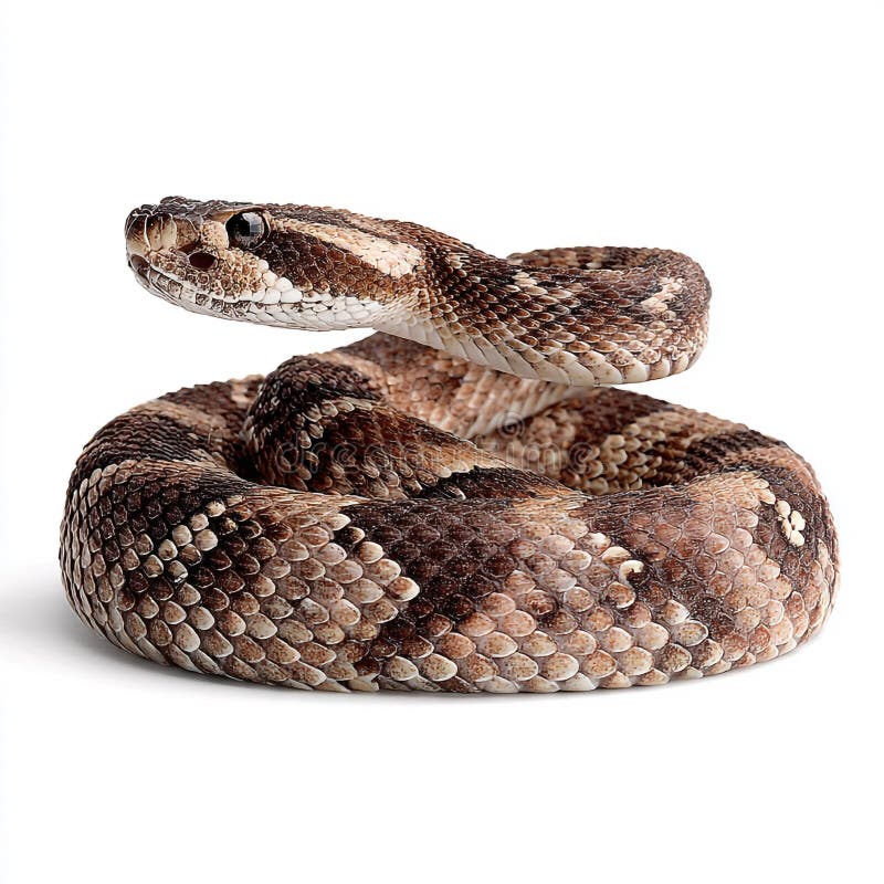A Coiled Rattlesnake Displays Its Intricate Scale Patterns Against a ...