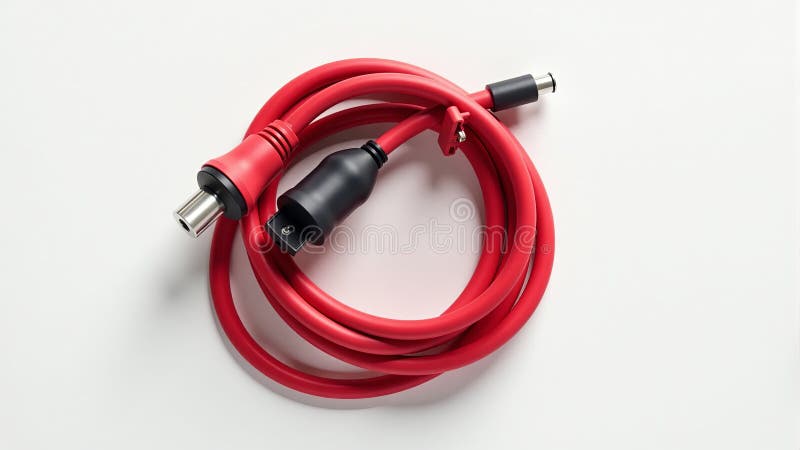 Coiled Red Power Cable on White Stock Illustration - Illustration of ...