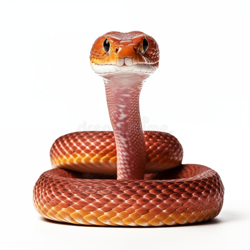 Coiled Red Snake with Alert Expression on White Background Stock ...