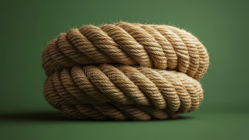 Coiled Rope on a Green Background. Stock Image - Image of organic ...