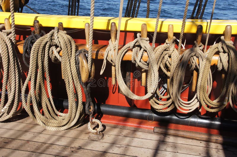 Coiled rope lines stock image. Image of historic, sailing - 43220045