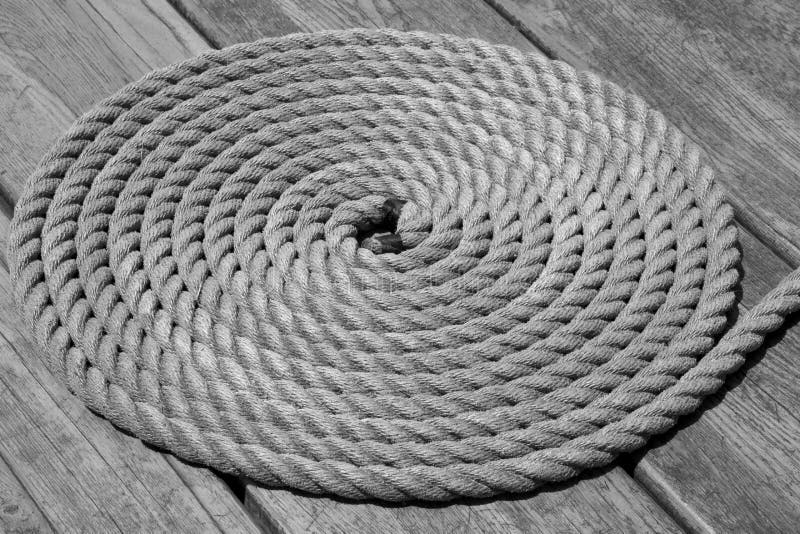 A Coiled Rope on the Pier Black and White Picture Stock Photo - Image ...