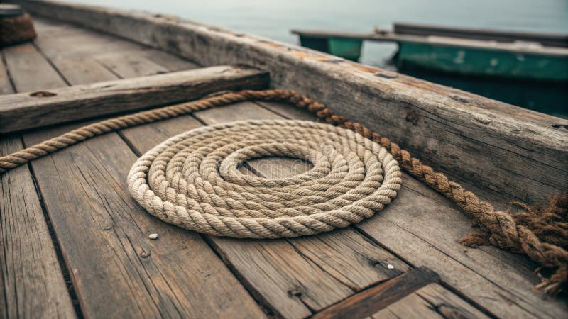 Coiled Rope on Wooden Boat Deck, Nautical, Maritime Nautical Rope ...