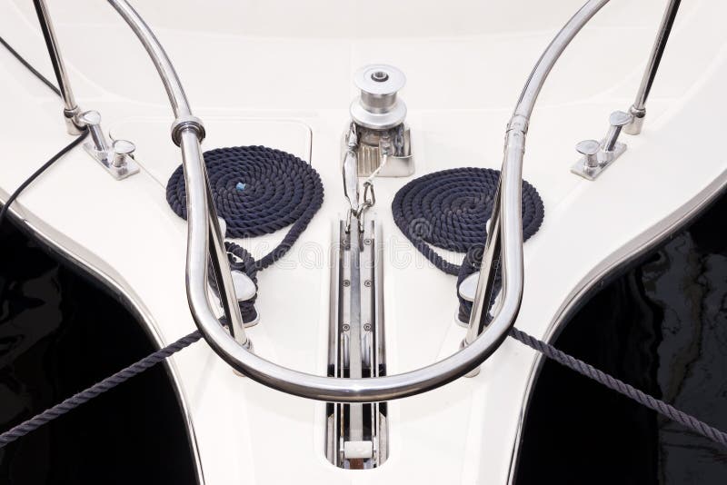 Sailing Yacht Control Wheel and Implement. Horizontal Shot without ...