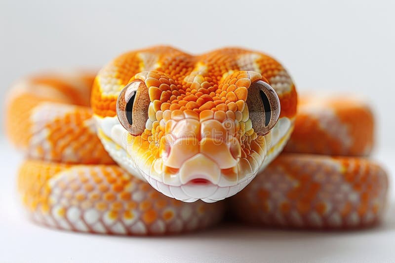 Coiled Snake with Big Eyes on a White Background Stock Illustration ...