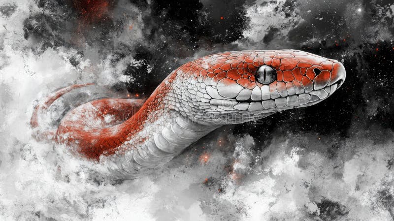 Coiled Snake is Illustrated through a Continuous Flowing Line Art Stock ...