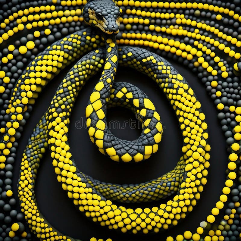 A Coiled Snake. Yellow Dot Pattern Stock Illustration - Illustration of ...