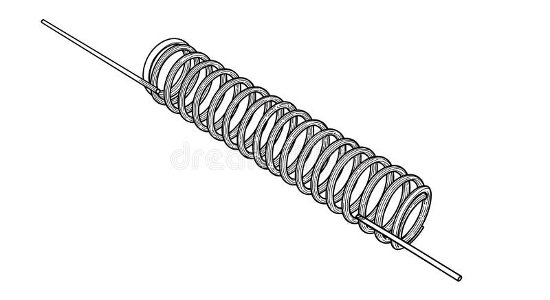 Coiled Spring: Technical Line Drawing Stock Image - Image of form ...
