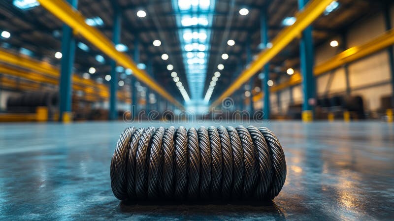 Coiled Steel Cord in a Large Industrial Factory Setting. Stock Image ...