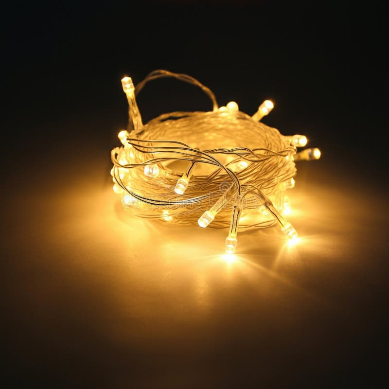 Coiled String Lights with Warm Yellow LEDs Emit a Soft Glow. the ...