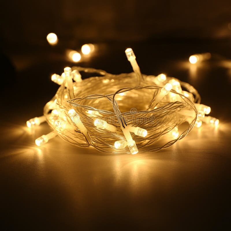 A Coiled String of Warm White LED Fairy Lights Emits a Soft Glow. the ...