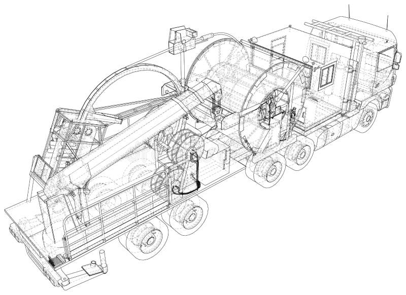 Coiled Tubing Machine Technical Wire-frame. EPS10 Format Stock Vector ...