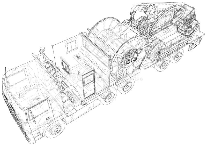 Coiled Tubing Machine Technical Wire-frame. EPS10 Format Stock Vector ...