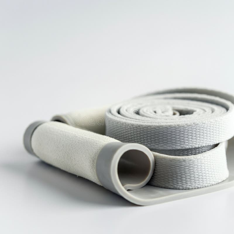 A Coiled White and Gray Fabric Band with a Textured Surface Rests on a ...
