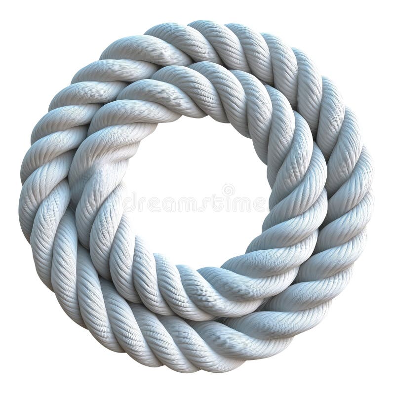 Coiled White Rope in a Circular Shape, Isolated on a Transparent ...