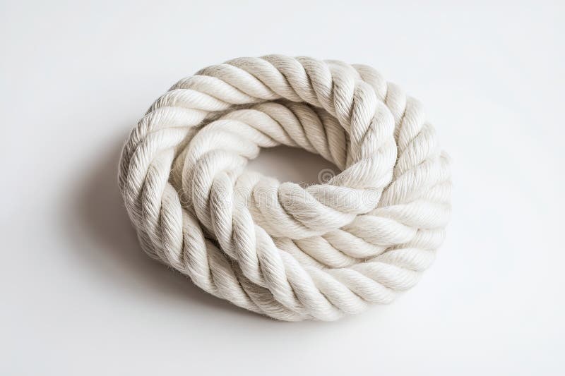 Coiled White Rope Displayed on a Neutral Background for Artistic or ...