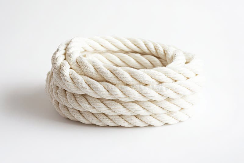 Coiled White Rope Displayed on a Neutral Background for Artistic or ...