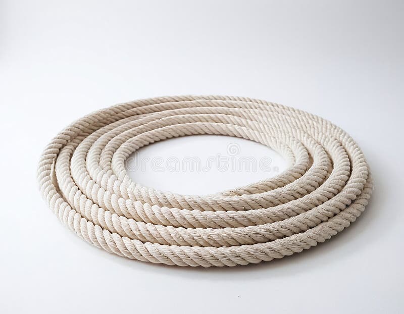 Coiled White Rope on Plain Background. Stock Photo - Image of marine ...