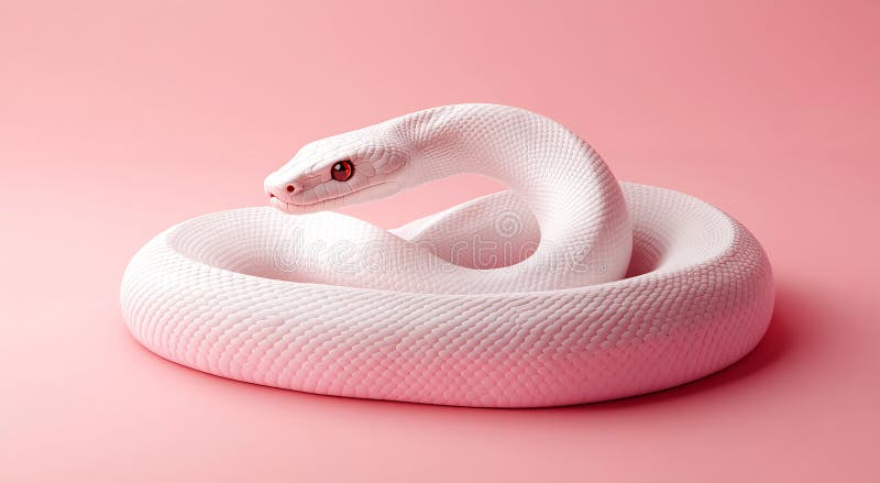 Coiled white snake on pink stock image. Image of snake - 345751749