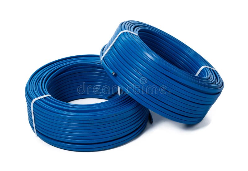 Coils of Blue Cable Isolated on White Background Stock Image - Image of ...