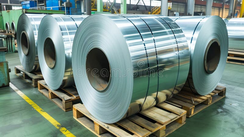 Coils of ColdRolled Steel Sheet Metal on Pallets Stock Illustration ...