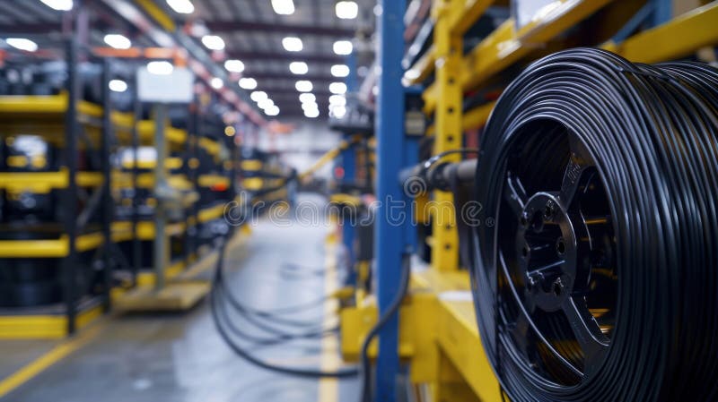 Coils of Electric Cable. High and Low Voltage Cables in Storage. Stock ...