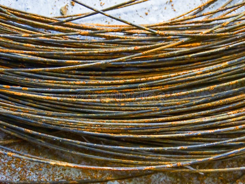 Coils of Rusty Wire on the Ground Stock Image - Image of soil, tree ...
