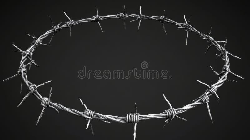 Coils of Sharp Barbed Wire Stand Out Against a Dark Background ...