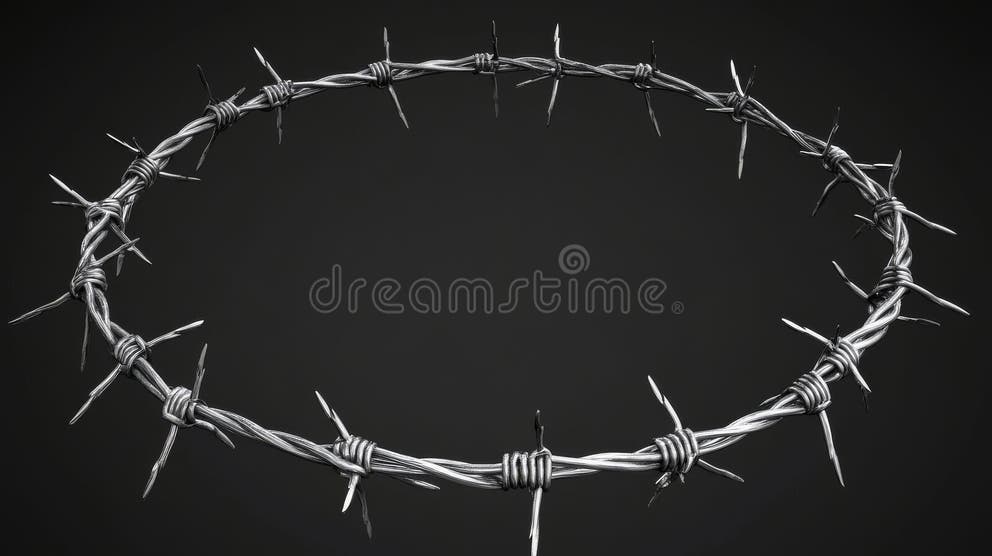 Coils of Sharp Barbed Wire Stand Out Against a Dark Background ...