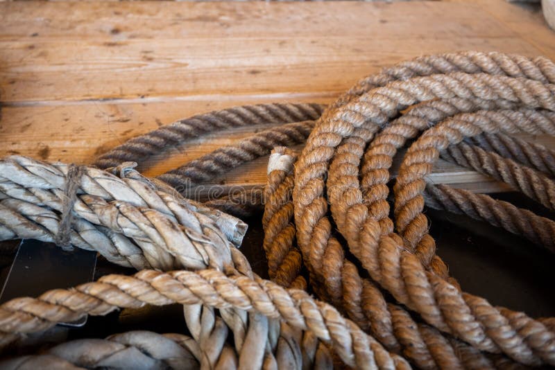 Coils of Thick Rope for a Boat, Handmade Bast String Stock Image ...