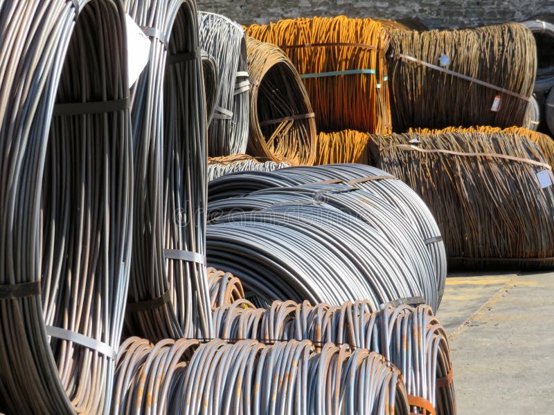 Coils of Wire in a Storage Bin for Processing Stock Image - Image of ...