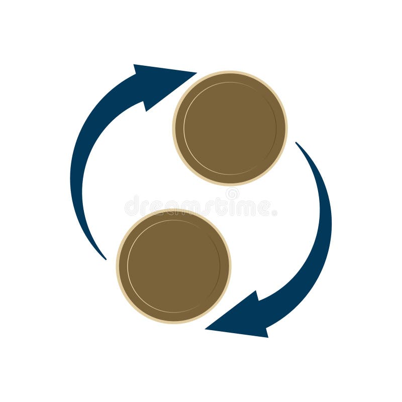 Coin with Arrow Sign. Money Exchange or Transaction. Flat Style Design ...