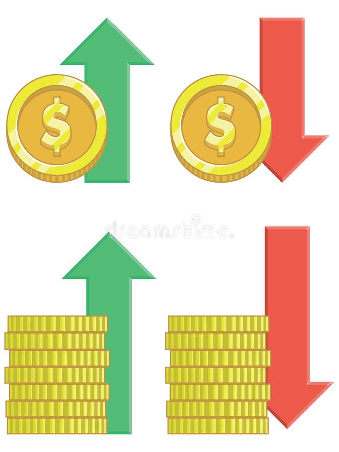 Coin Arrows Up Down Value Changes Stock Illustration - Illustration of ...