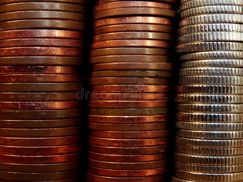 Coin Stacks Background stock photo. Image of copper, earning - 83426890