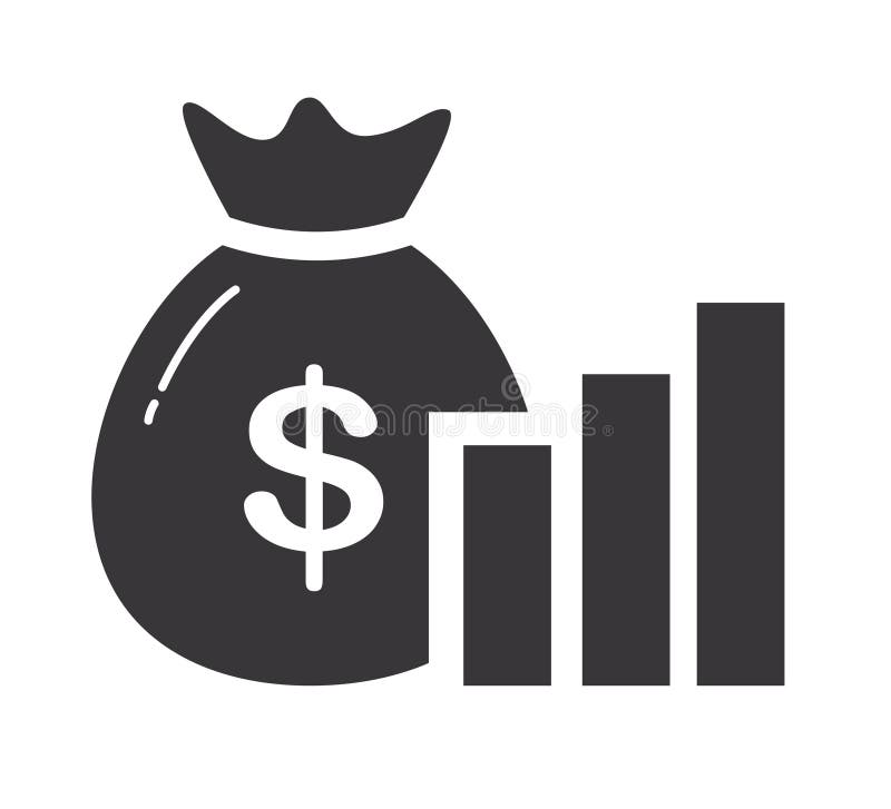 Coin Bag Icon with Graph Vector Illustration Stock Vector ...