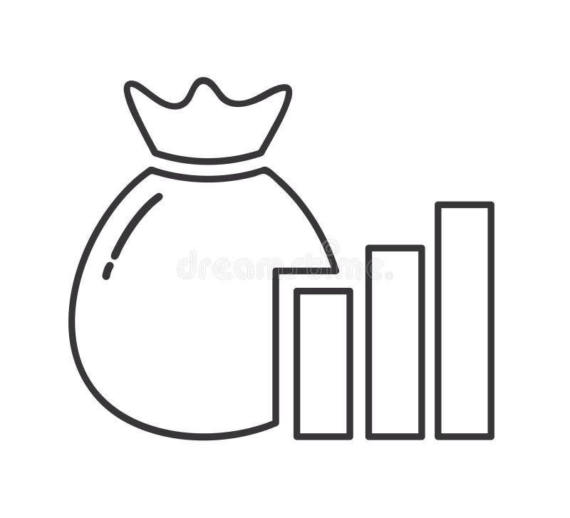 Coin Bag Icon with Graph Vector Illustration Stock Illustration ...