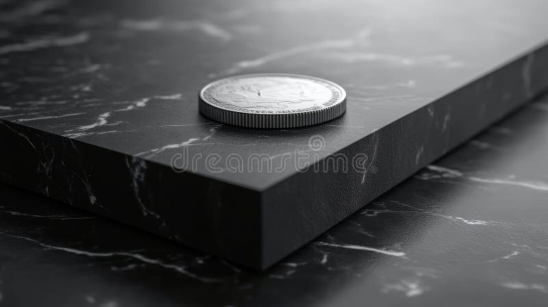 Coin Balancing on a Stone Surface in a Rustic Setting during Daylight ...