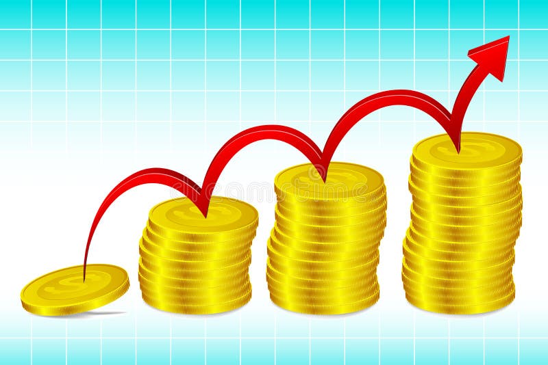 Coin Bar Graph stock vector. Illustration of data, business - 18582523