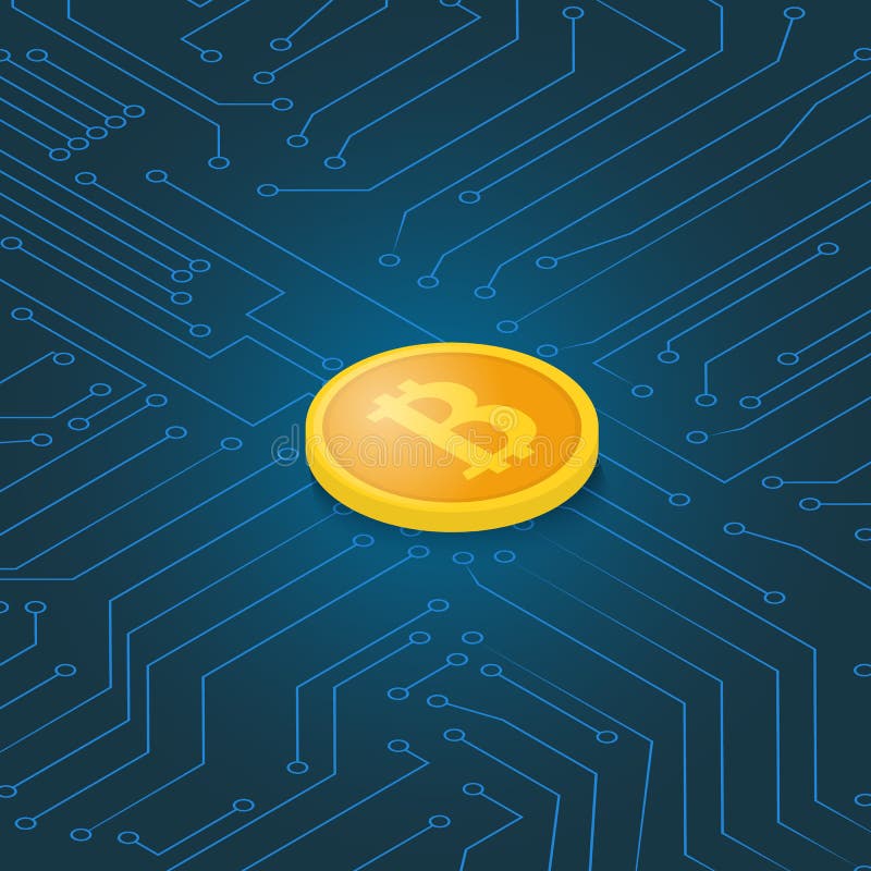 Coin Bitcoin on a Computer Chip. Stock Vector - Illustration of finance ...